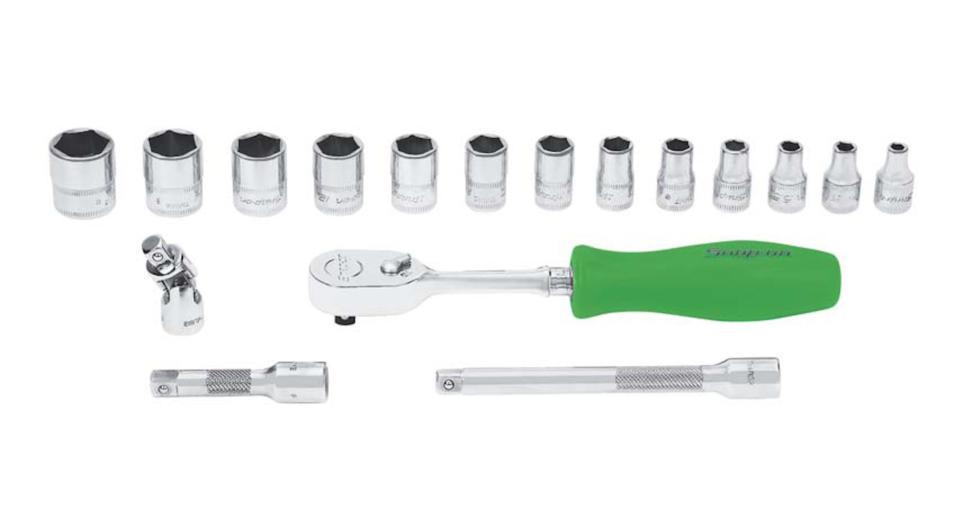 17 Pc 1/4" Drive 6-point Metric Starter Socket Set (green) - 117TMMG ...