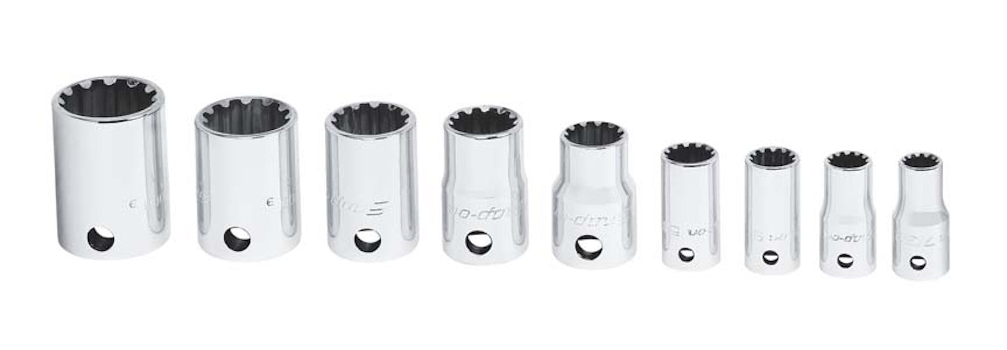 9 Pc Combination Drive Sae Shallow Spline Socket Set - 209TFES – Snap ...